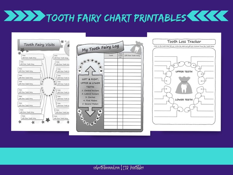 Tooth Fairy Chart Printables | Tooth Fairy Kit | Baby Tooth Loss Chart ...