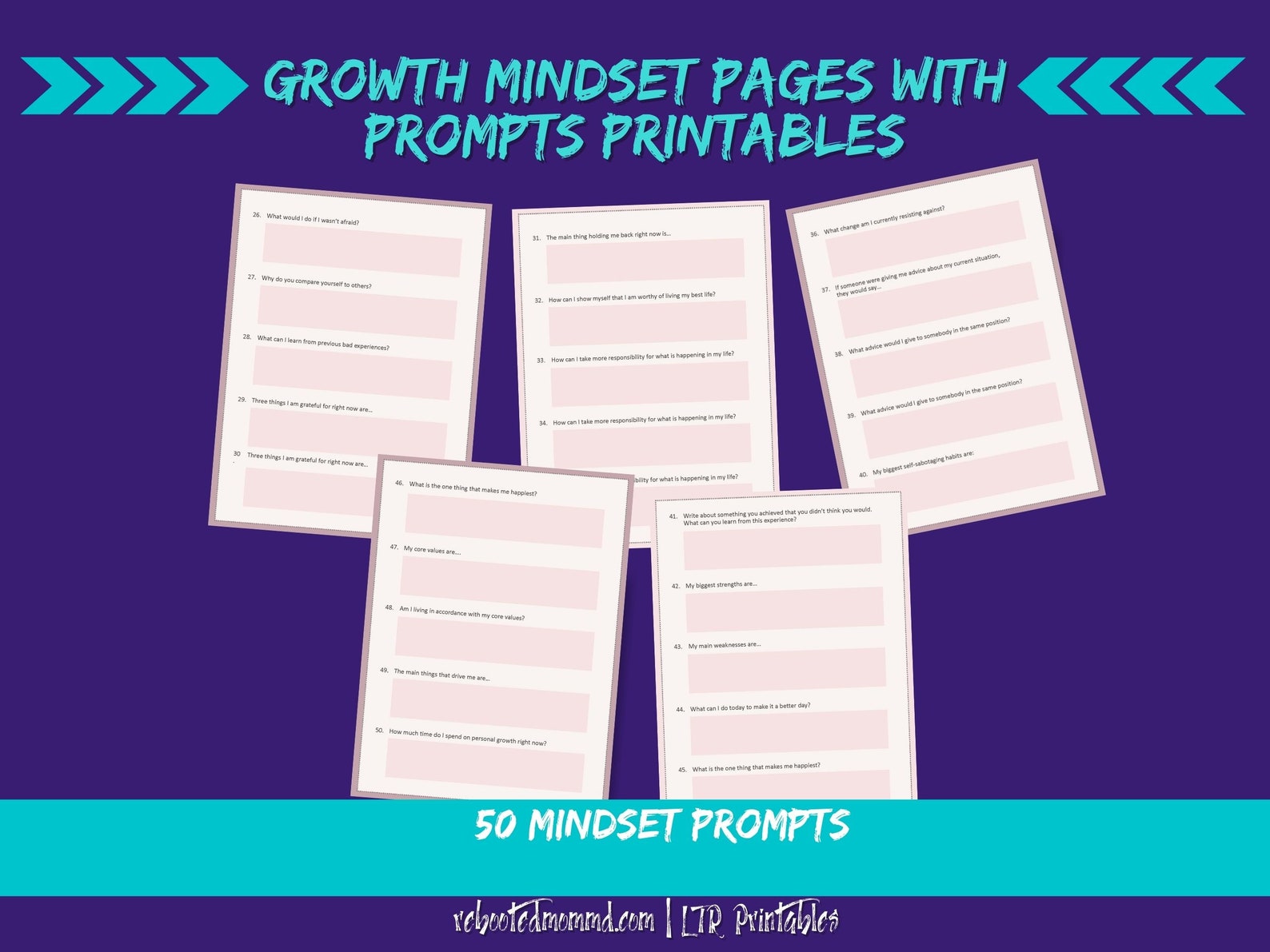 Growth Mindset Worksheets With Prompts | Growth Mindset Printables ...