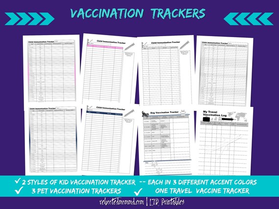 Vaccination Tracker Printables Vaccine Checklist | Etsy