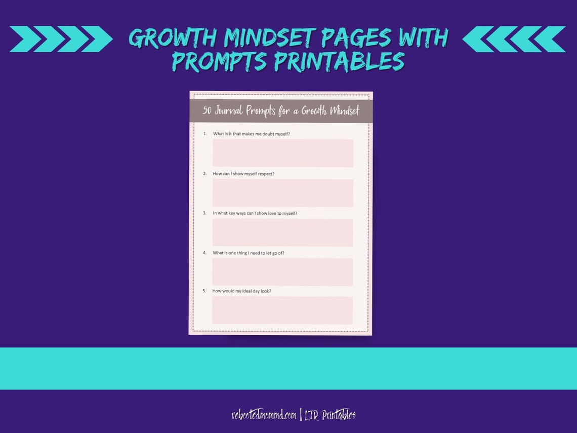 Growth Mindset Worksheets With Prompts Growth Mindset - Etsy