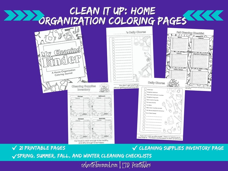 Cleaning Coloring Page Printables Cleaning Checklists - Etsy