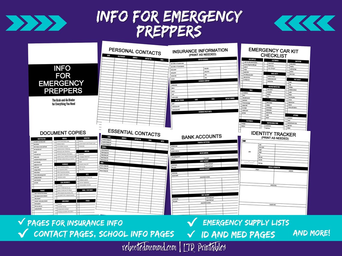 Survival Information Worksheets| Survival \ Emergency Checklists ...