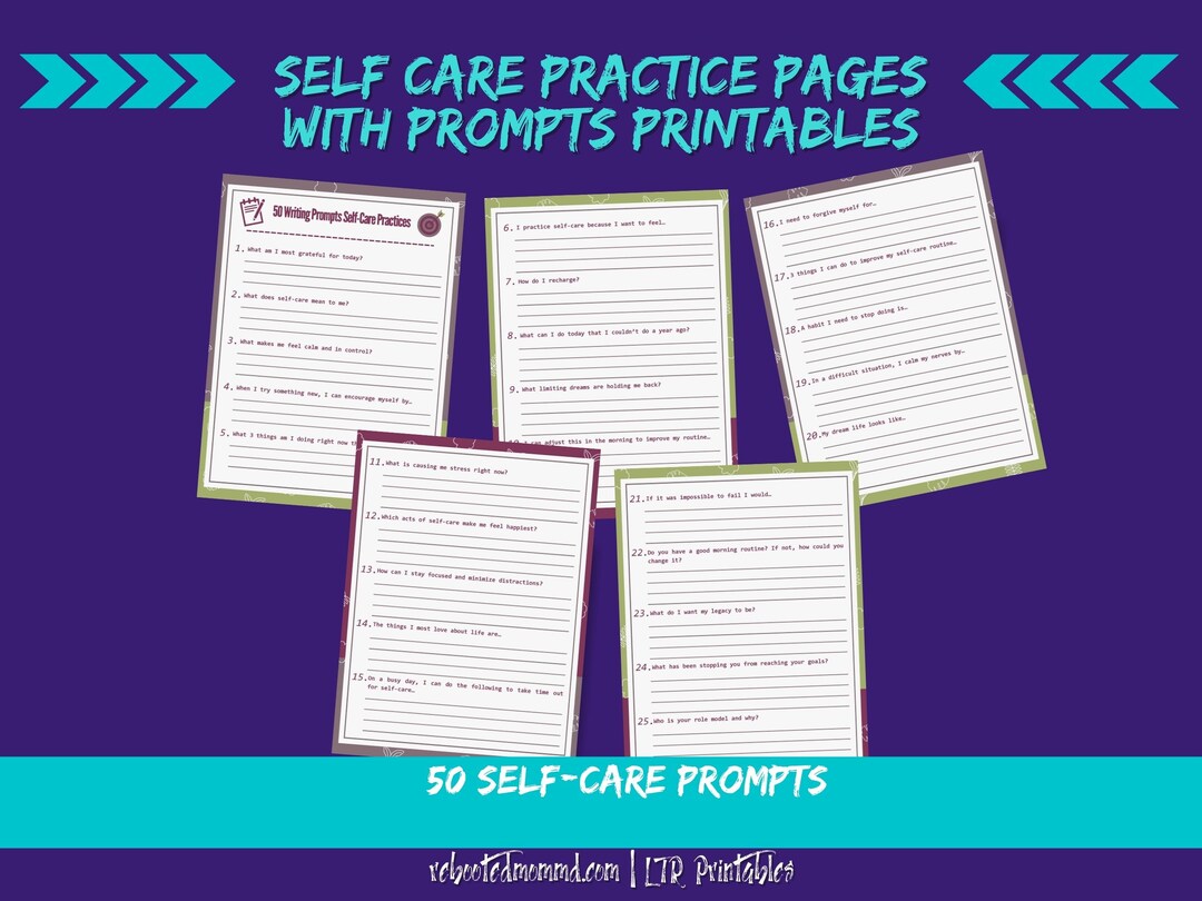 Self Care Worksheets With Prompts | Self Care Printables | Journal ...