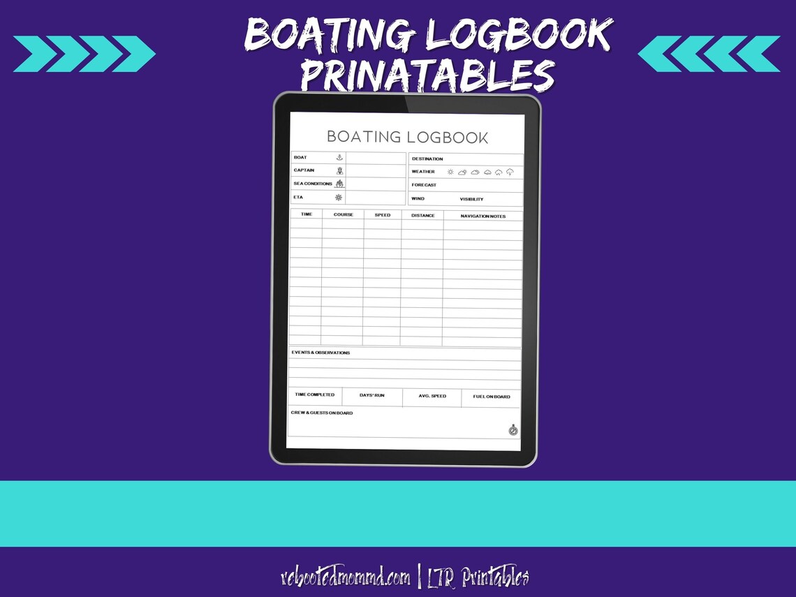 Boating Logbook Printables | Boating Journal | Boating Diary | Boating ...