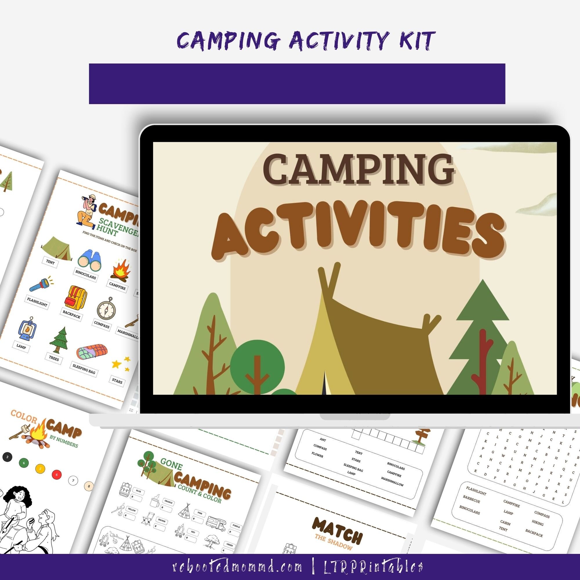 Camping Activity Set for Kids Printable Camping Games, Scavenger Hunts ...