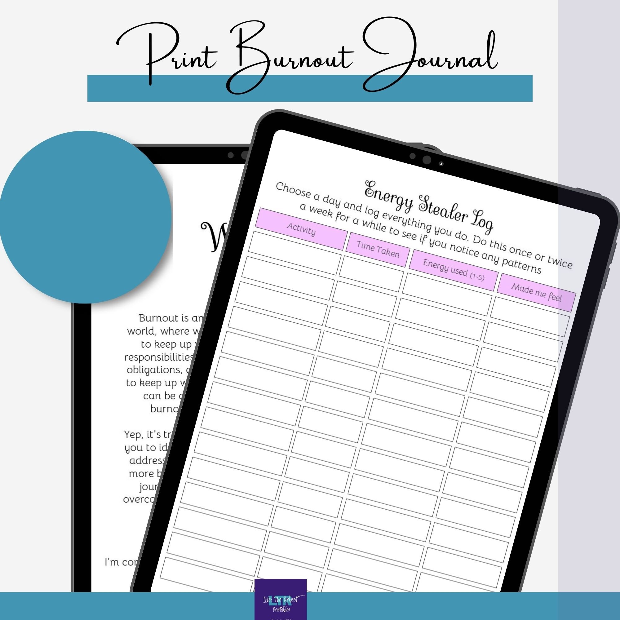 Burnout Journal Printables| Self-care Journal| Burnout Self-assessment ...