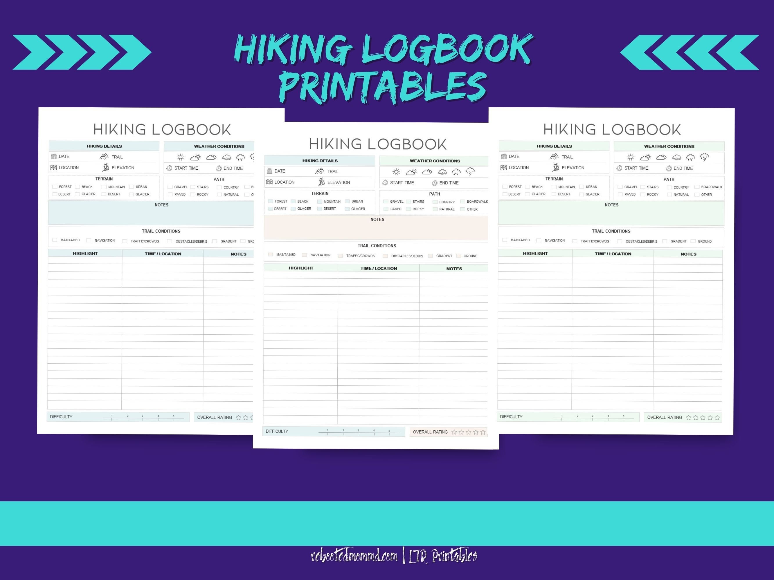 Hiking Logbook Printables | Hiking Journal | Hiking Diary | Hiking ...