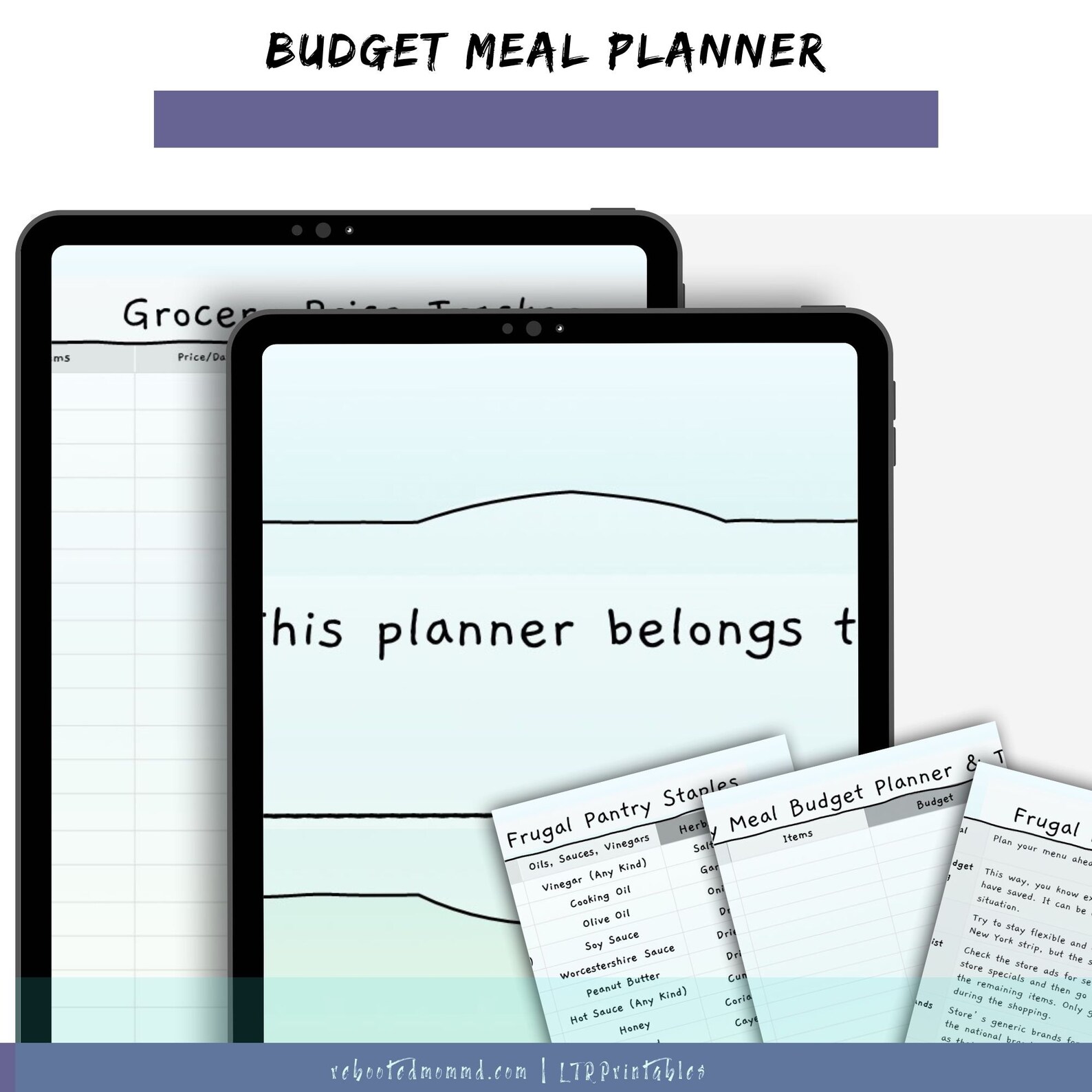Budget Meal Plan Printables | Grocery List | Meal Planner | Meal Tips ...