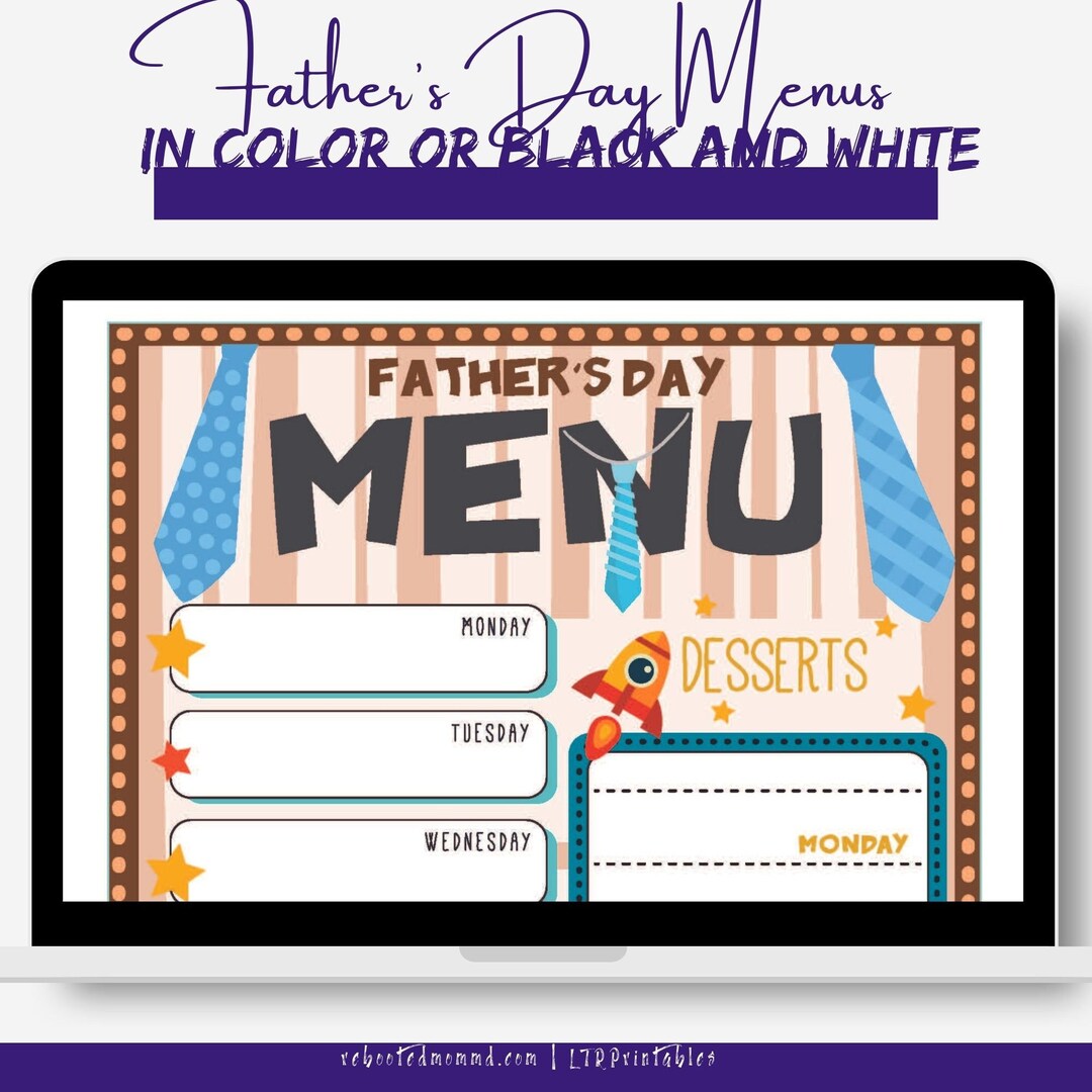 Creative Father's Day Menu: Interactive Coloring and Ready-to-display ...