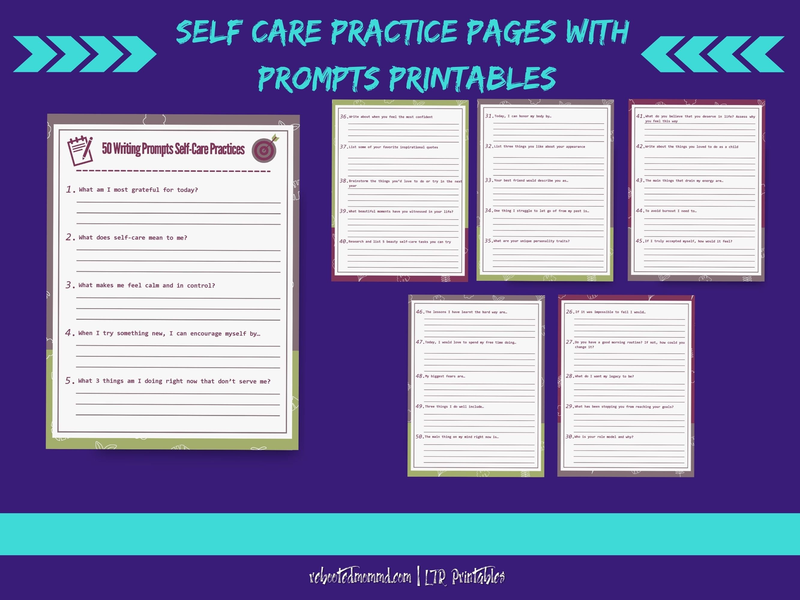 Self Care Worksheets With Prompts Self Care Printables - Etsy