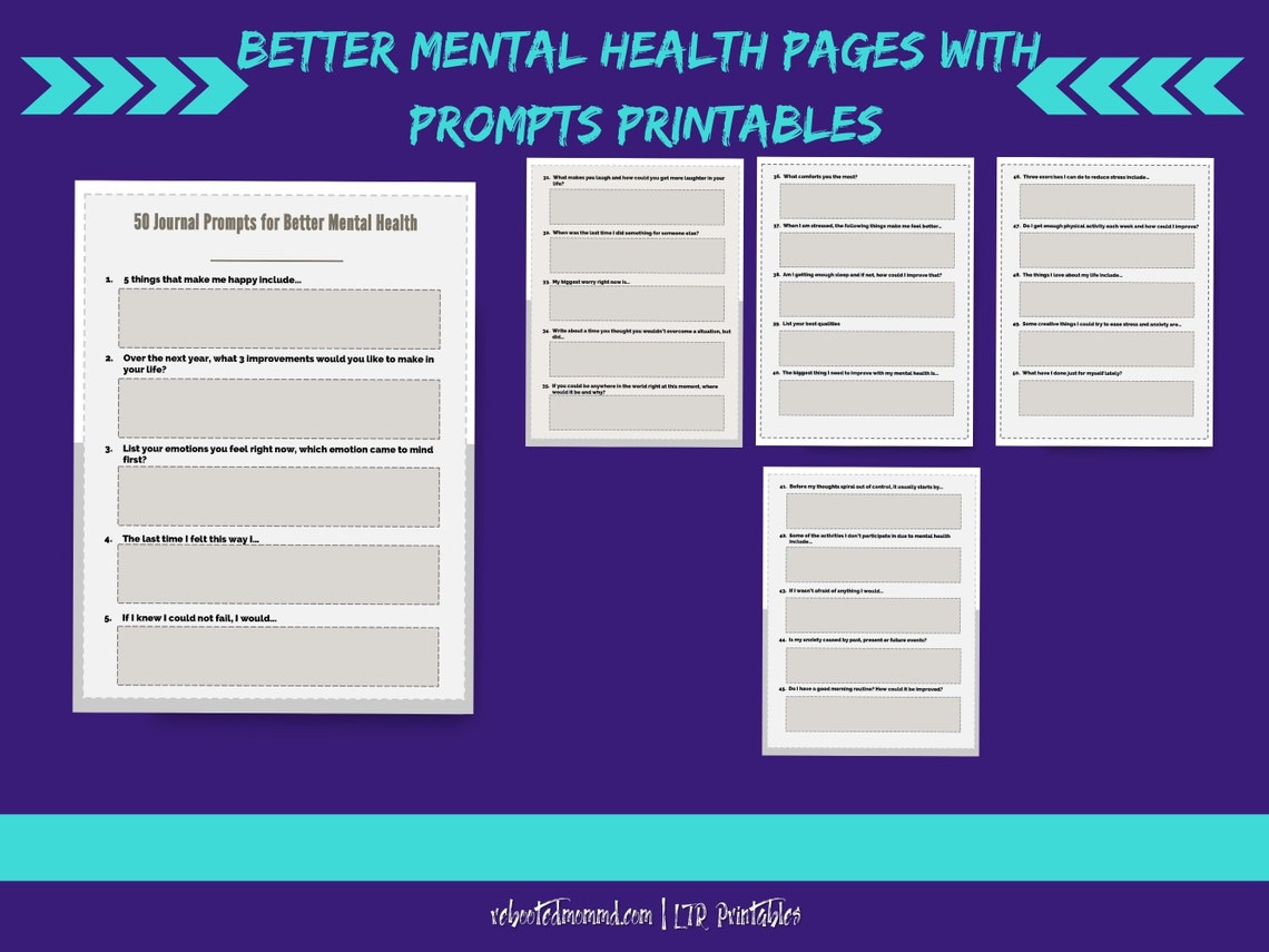 Better Mental Health Worksheets With Prompts mental Health Printables ...