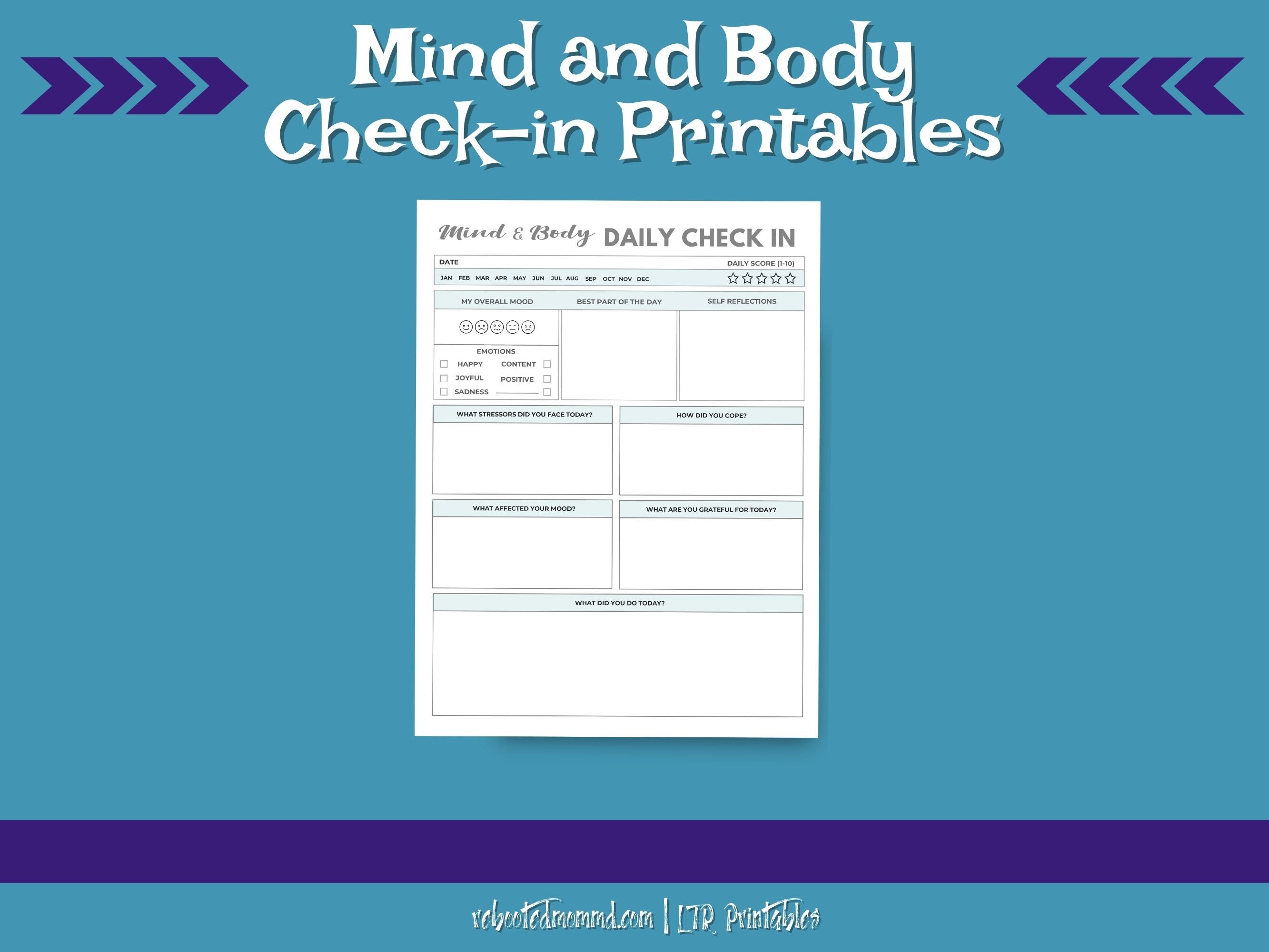 Daily Mind and Body Check-in Printables Mind and Body - Etsy