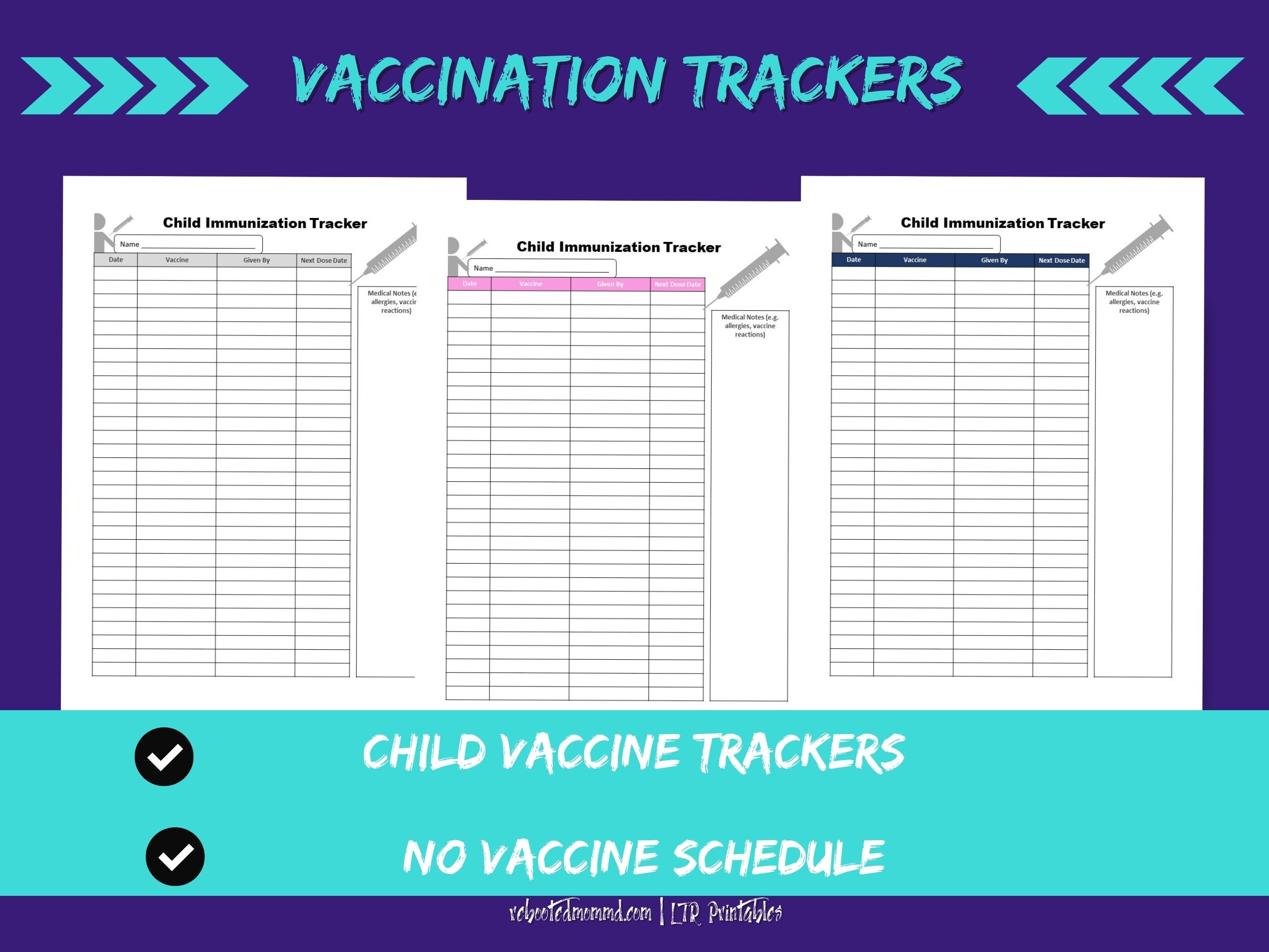 Vaccination Tracker Printables Vaccine Checklist Children's Vaccine ...