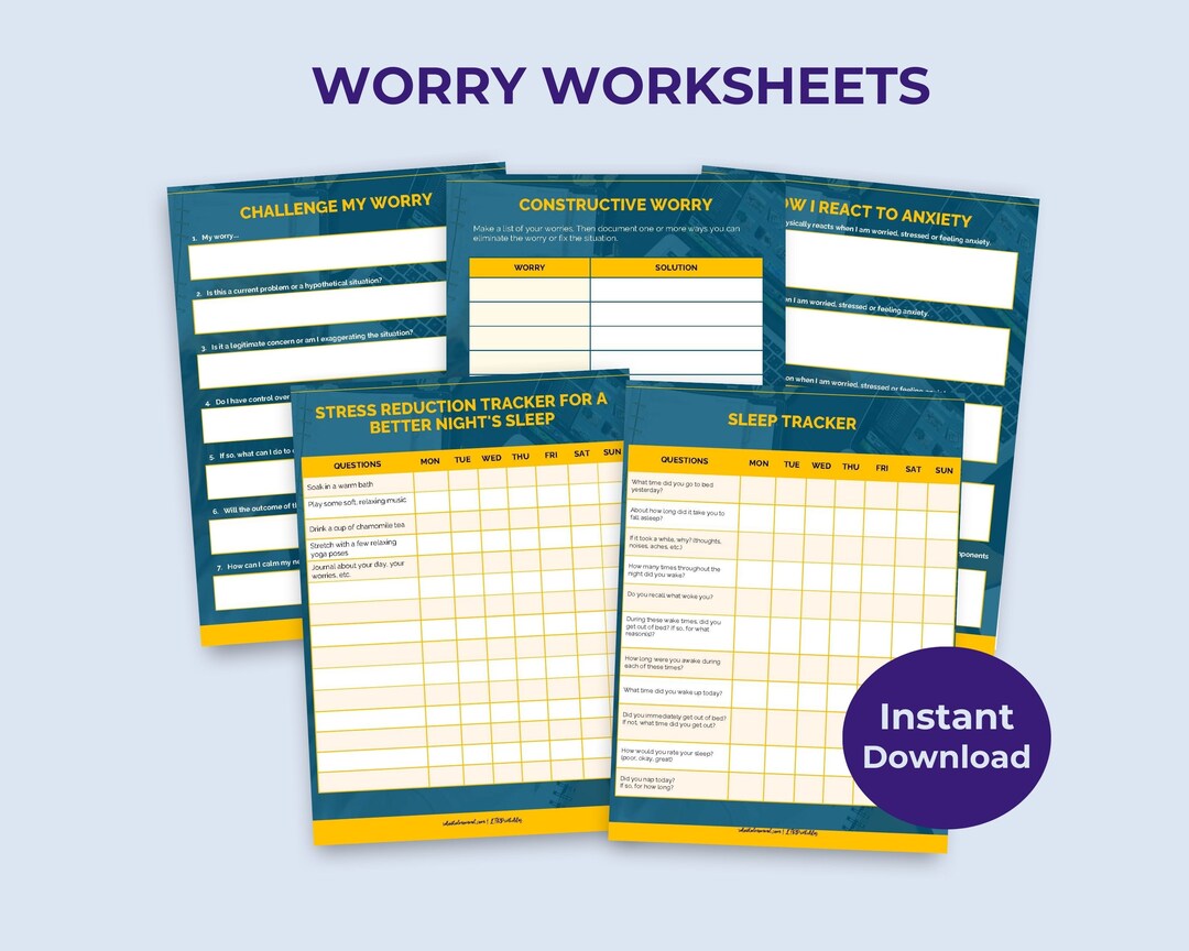 Worry Worksheets | Manage Anxiety, Identify Worries | Immediate ...