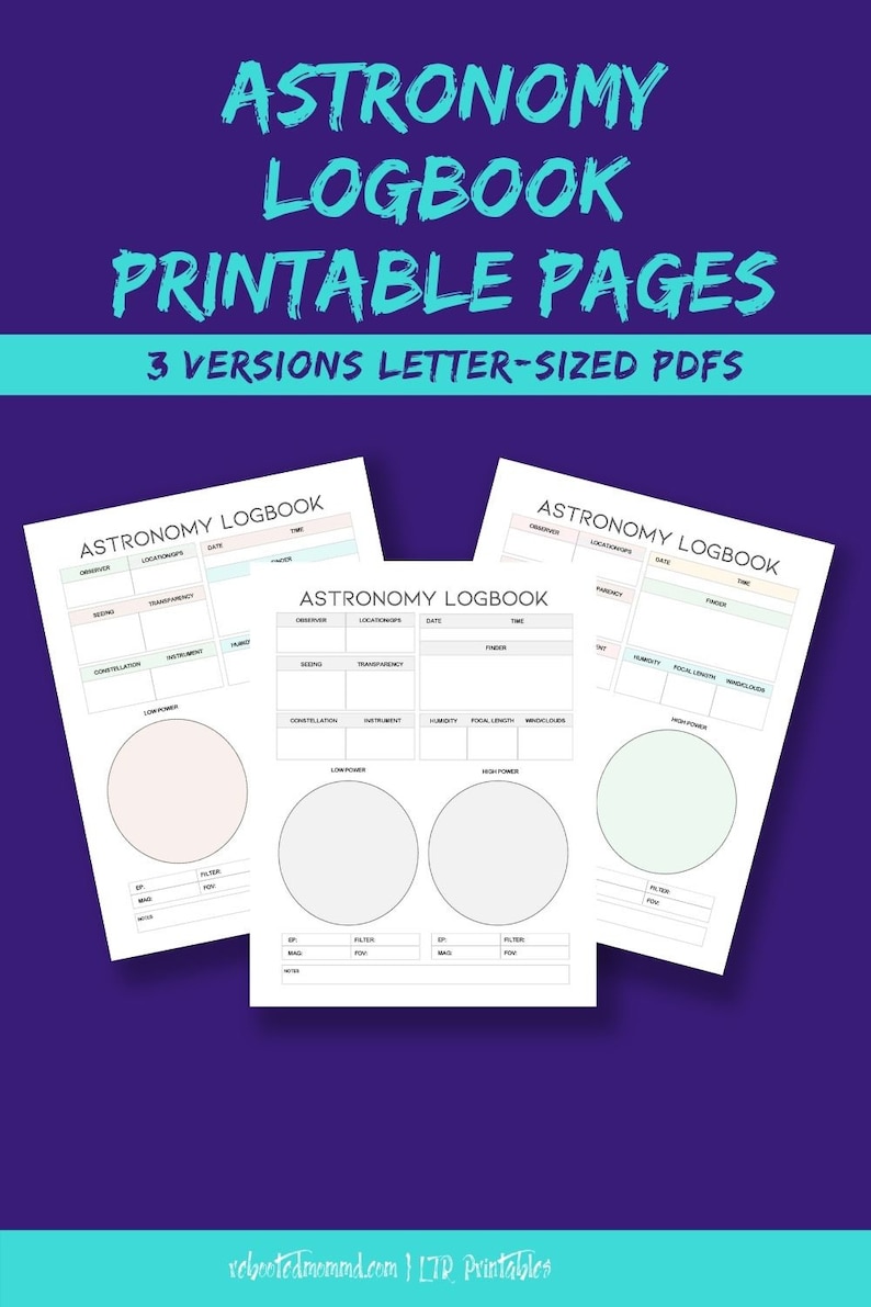 Astronomy Logbook Printable Pages | Telescope Diary (instant Download ...
