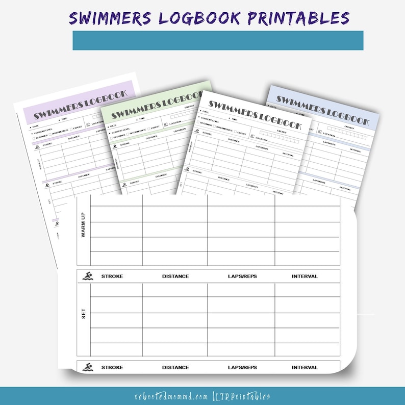 Swimmers Logbook Printables | Swimmers Journal | Swim Stroke Tracker ...