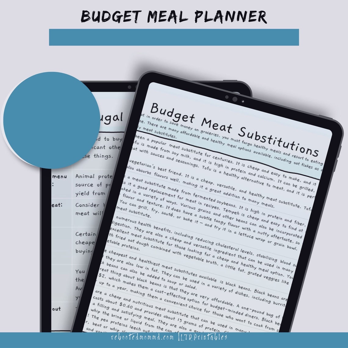 Budget Meal Plan Printables Grocery List Meal Planner - Etsy