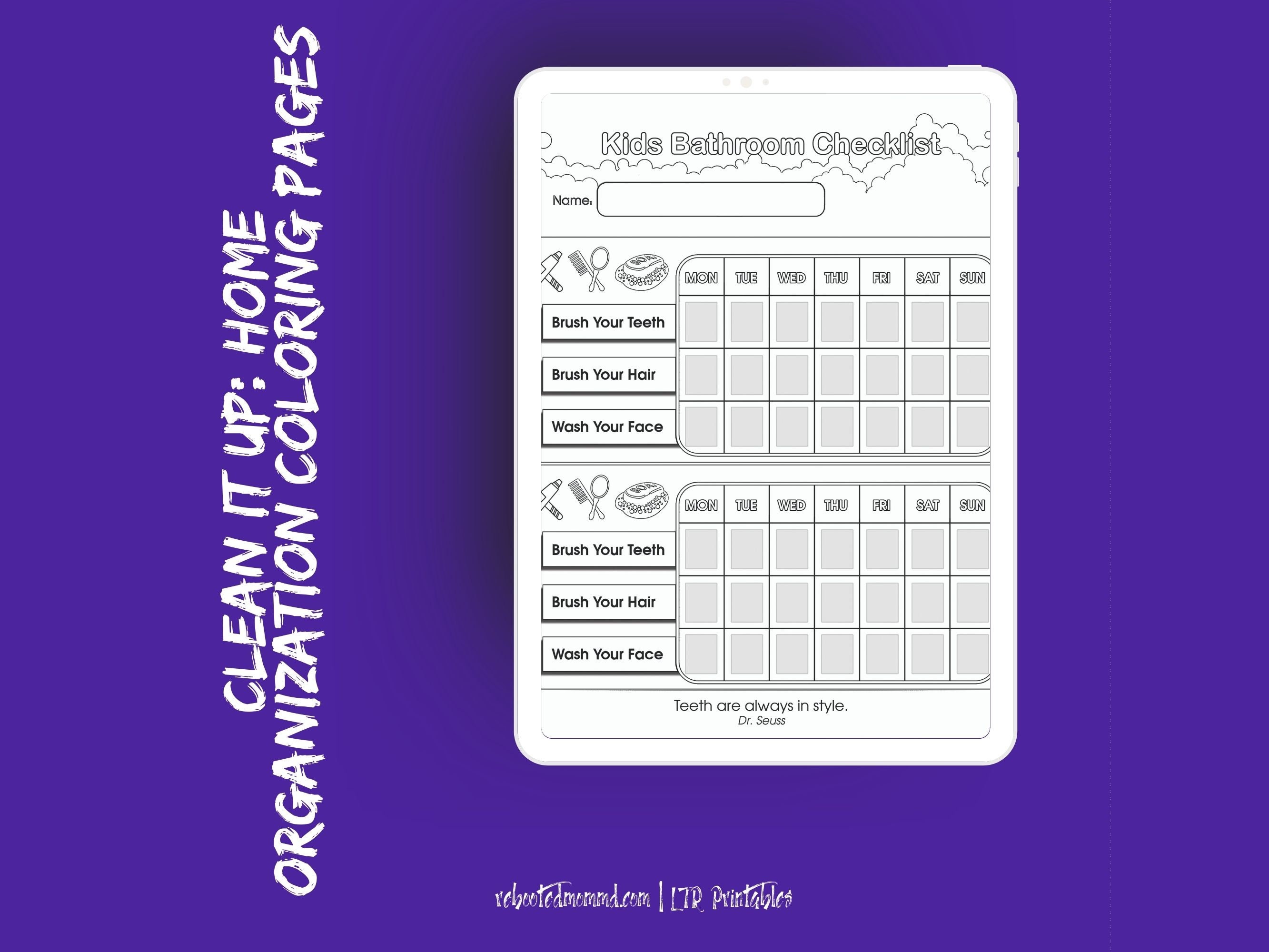 Cleaning Coloring Page Printables Cleaning Checklists - Etsy