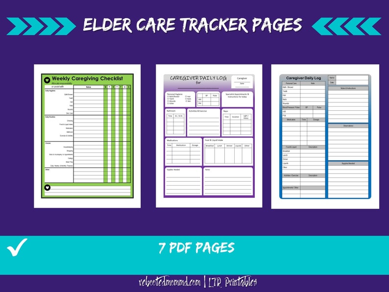 Elder Care Tracker Printables | Daily Care Log | Elderly Planner ...