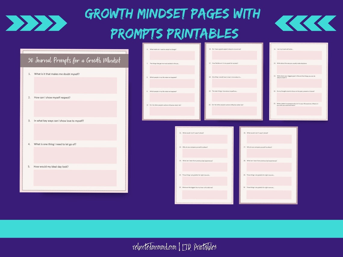 Growth Mindset Worksheets With Prompts Growth Mindset - Etsy