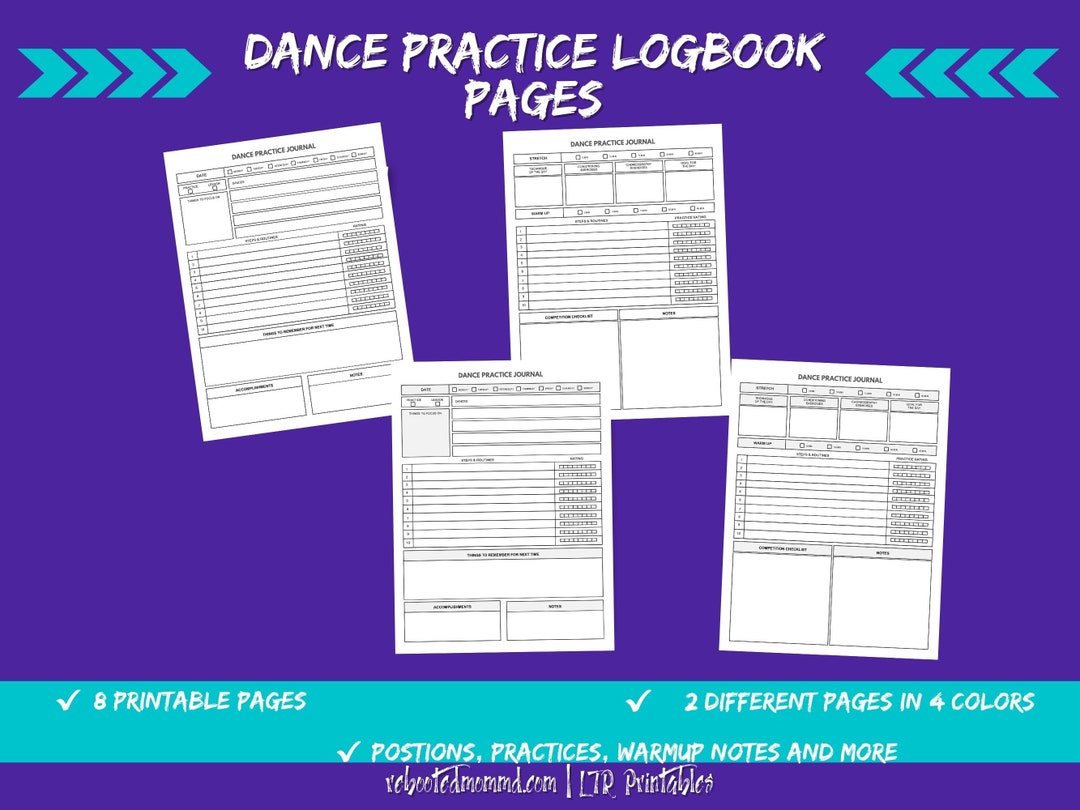 Dance Practice Logbook Printables Dance Journal Dance Planner Dance ...