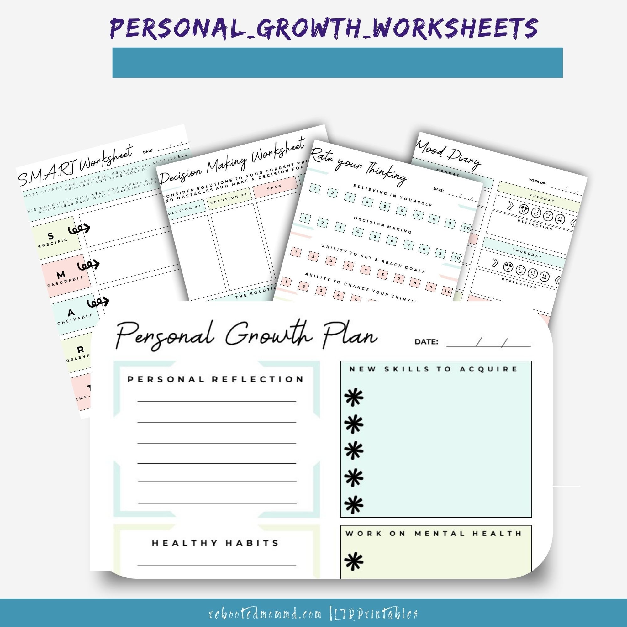 Personal Growth Plan Worksheets Growth Plan Printables Growth Mindset ...