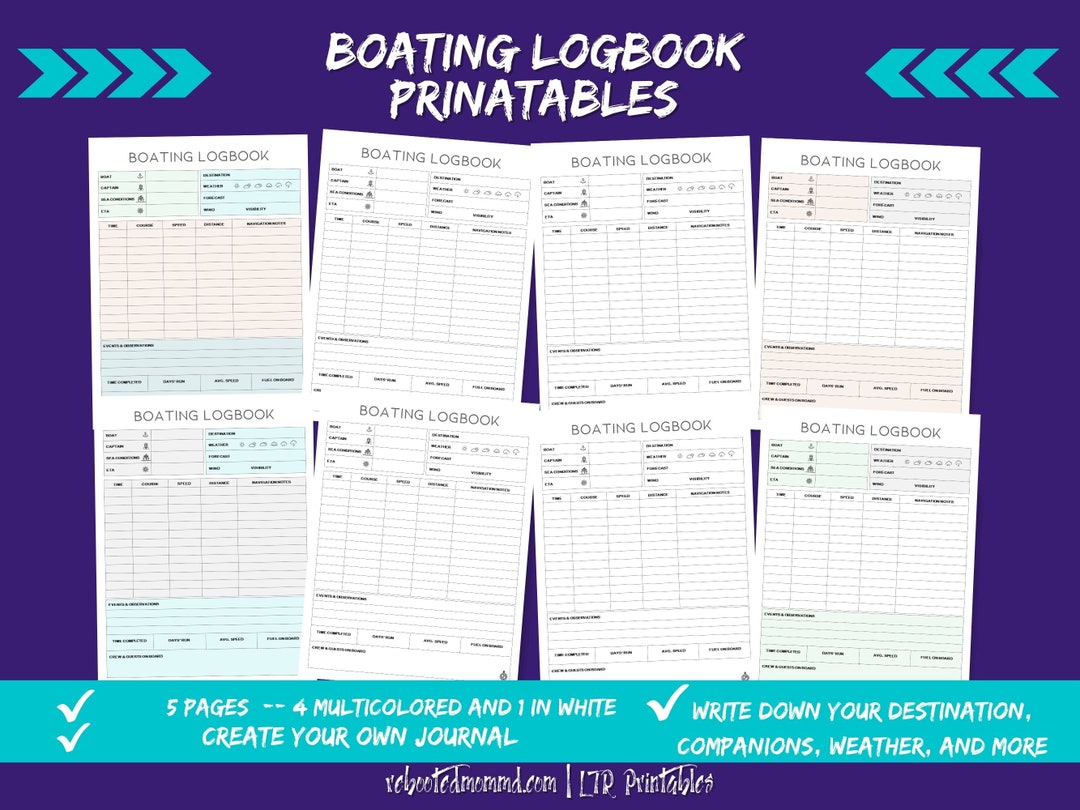Boating Logbook Printables | Boating Journal | Boating Diary | Boating ...