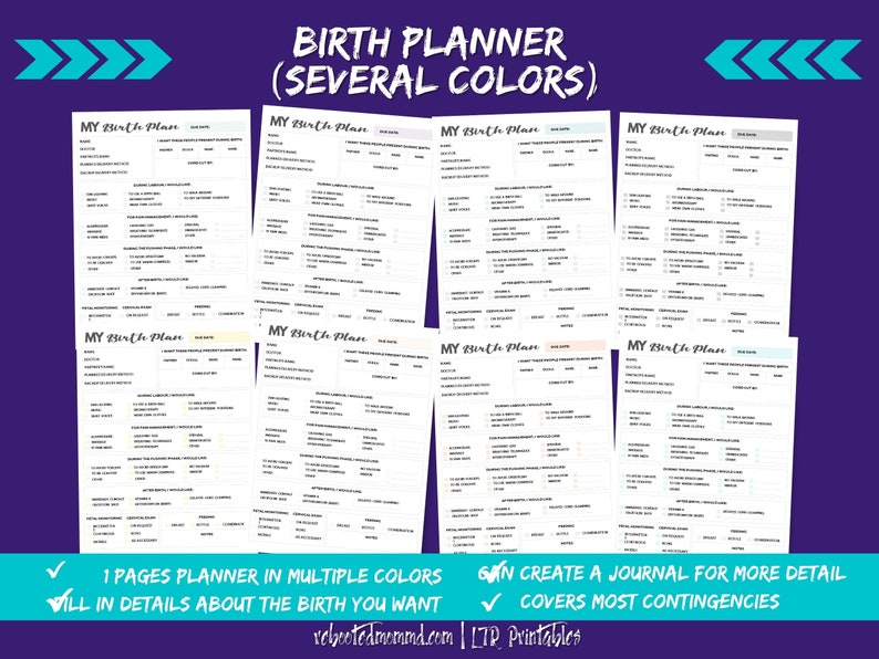 Birth Planner Page Printables Birth Journal Birth Plan Birth Memory ...