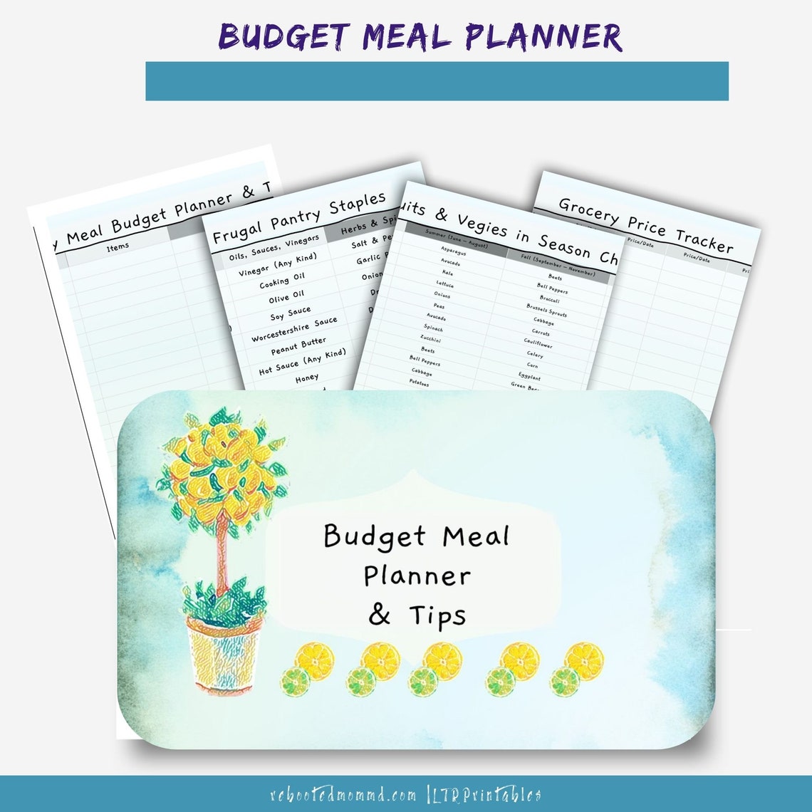 Budget Meal Plan Printables Grocery List Meal Planner - Etsy
