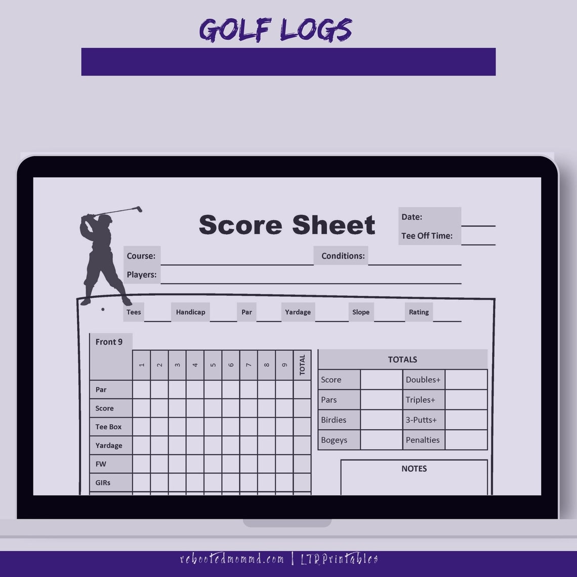 Golf Log Printables | Golf Journal | Golftagebuch | Golf Notizbuch ...