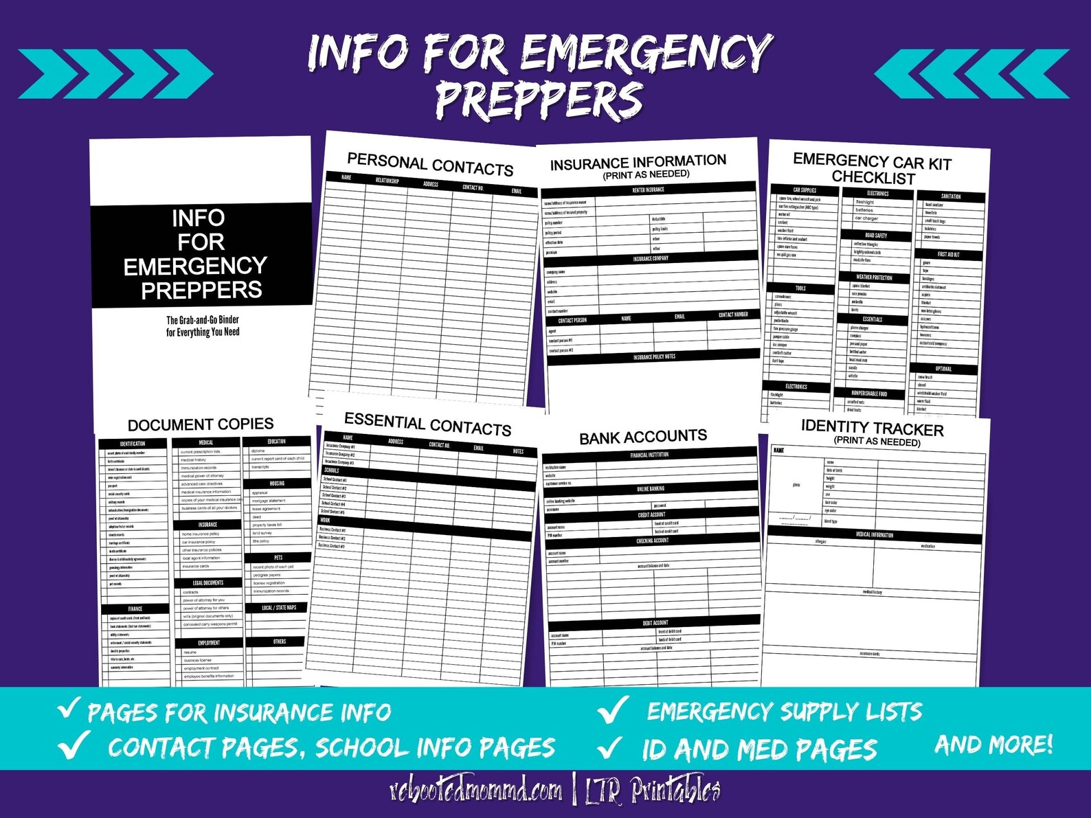 Survival Information Worksheets| Survival \ Emergency Checklists ...