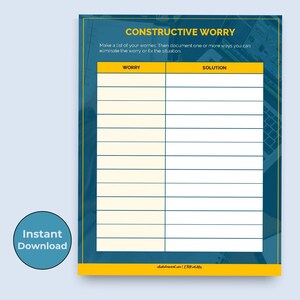 Worry Worksheets | Manage Anxiety, Identify Worries | Immediate ...