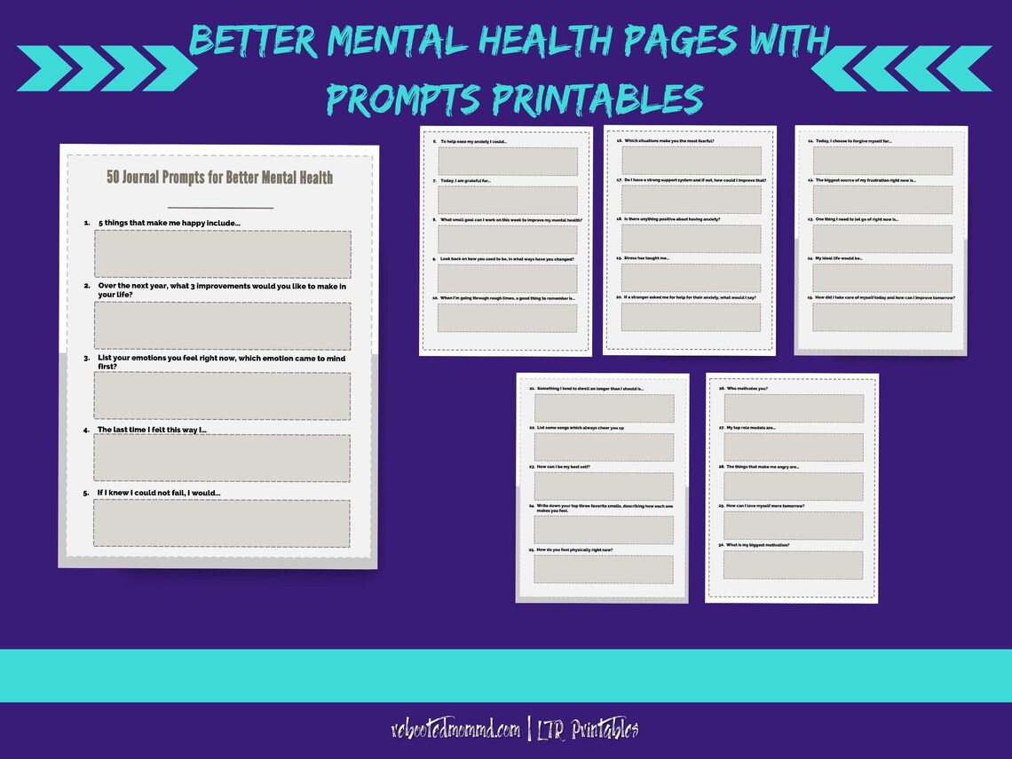 Better Mental Health Worksheets With Prompts mental Health Printables ...