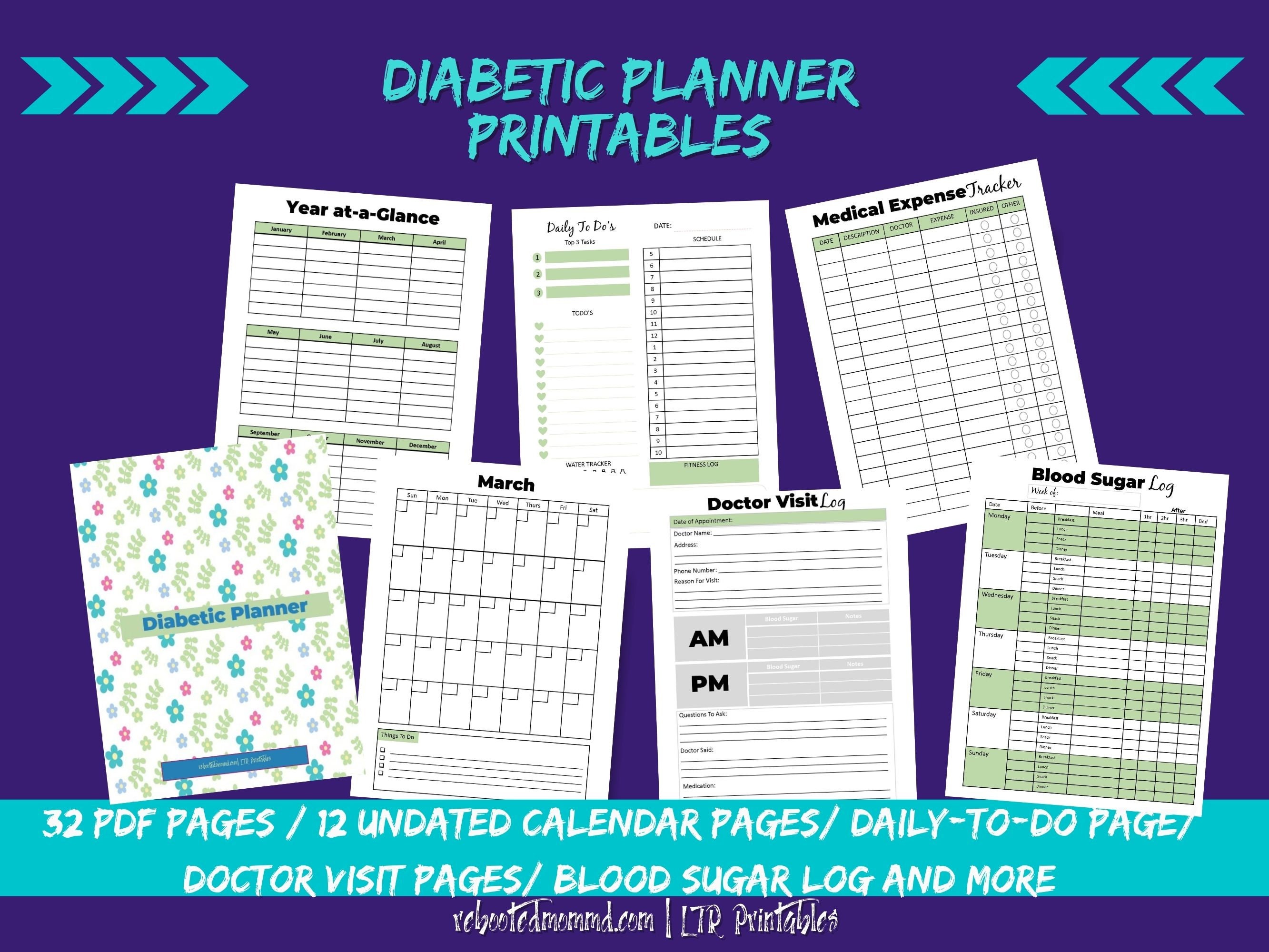 Diabetic Planner Printables Diabetes Medical Planner Diet Planner ...