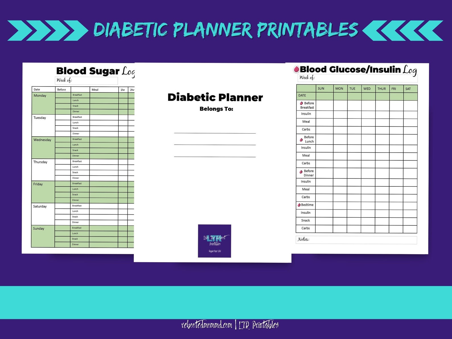 Diabetic Planner Printables Diabetes Medical Planner Diet - Etsy