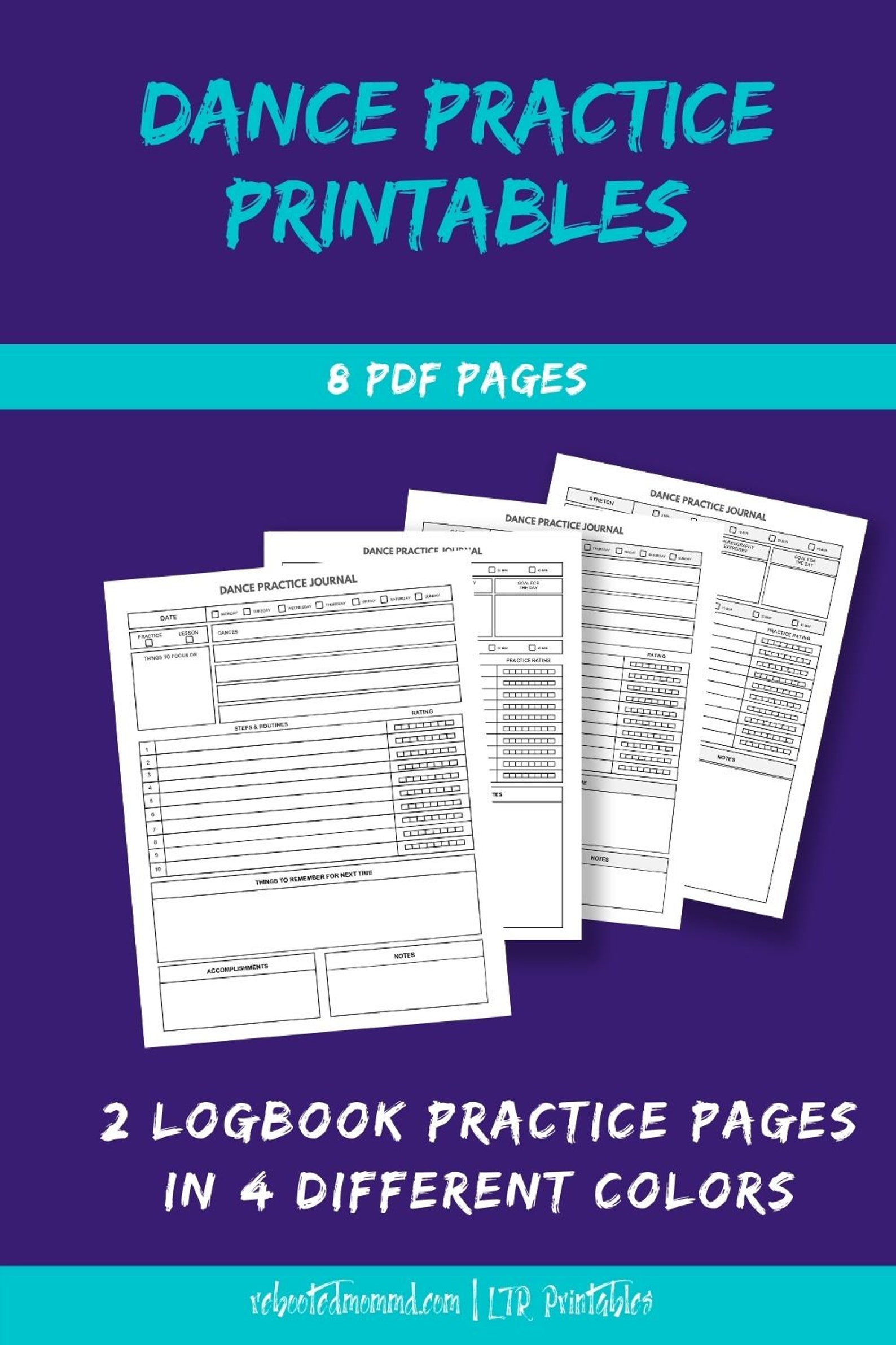 Dance Practice Logbook Printables Dance Journal Dance Planner Dance ...