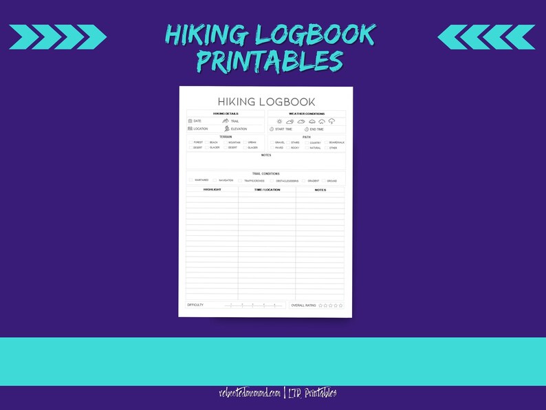 Hiking Logbook Printables | Hiking Journal | Hiking Diary | Hiking ...