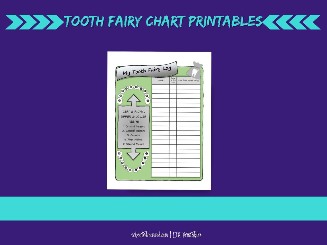 Tooth Fairy Chart Printables Tooth Fairy Kit Baby Tooth - Etsy