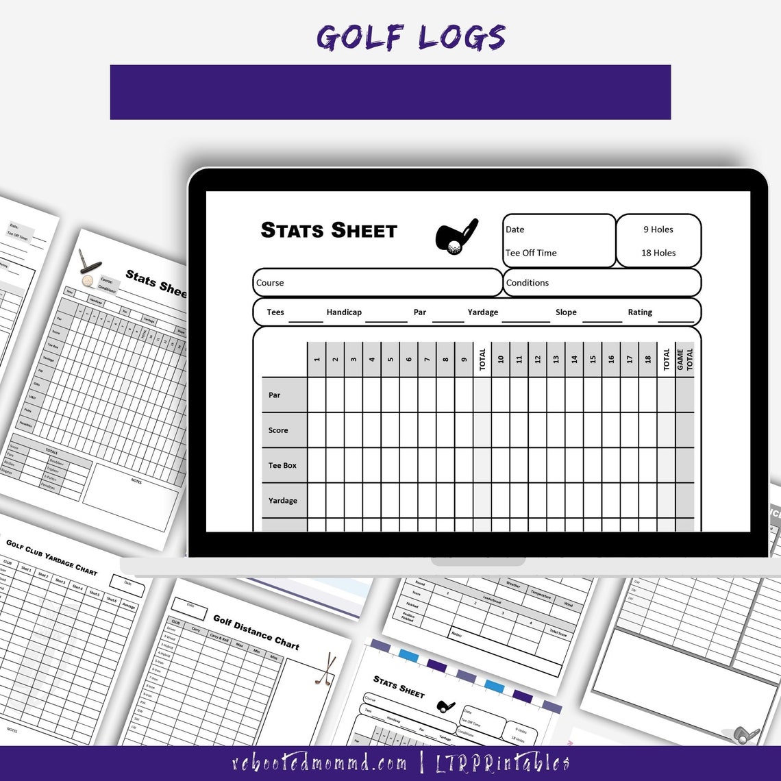 Golf Log Printables | Golf Journal | Golf Diary | Golf Notebook | Golf ...