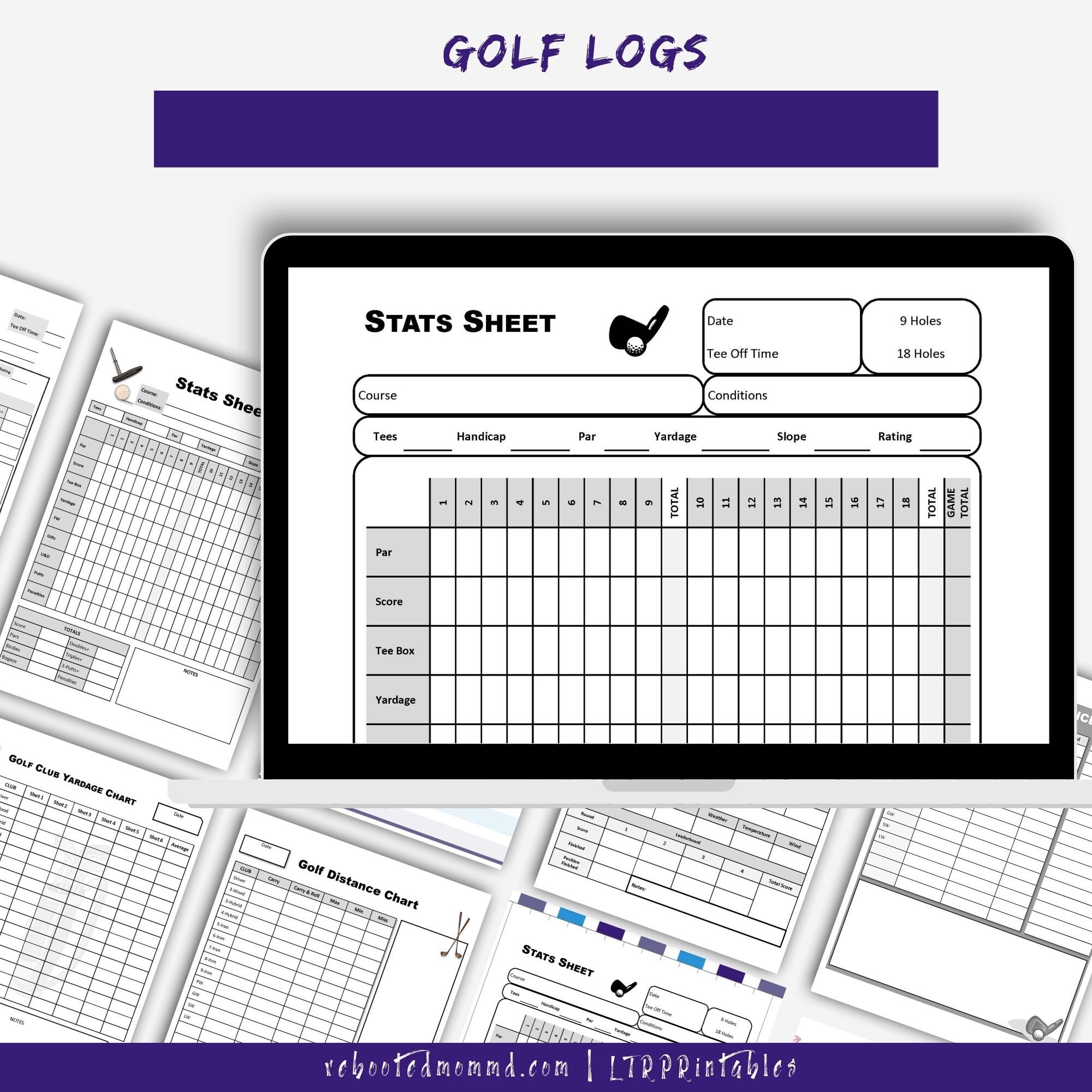 Golf Log Printables | Golf Journal | Golf Diary | Golf Notebook | Golf ...