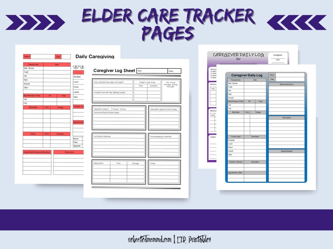 Elder Care Tracker Printables | Daily Care Log | Elderly Planner ...