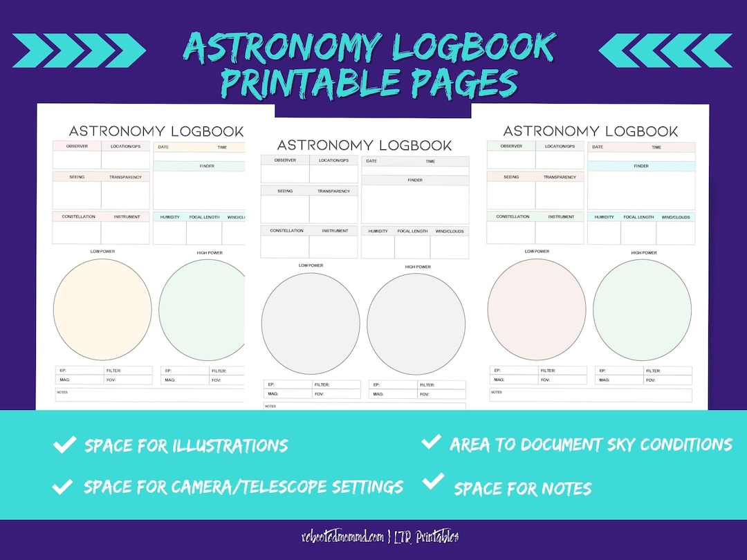 Astronomy Logbook Printable Pages | Astronomy Journal | Observation ...