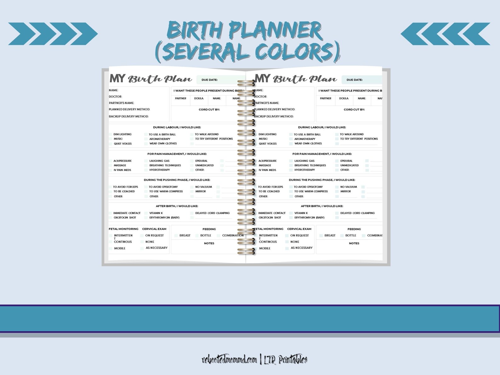 Birth Planner Page Printables Birth Journal Birth Plan Birth Memory ...