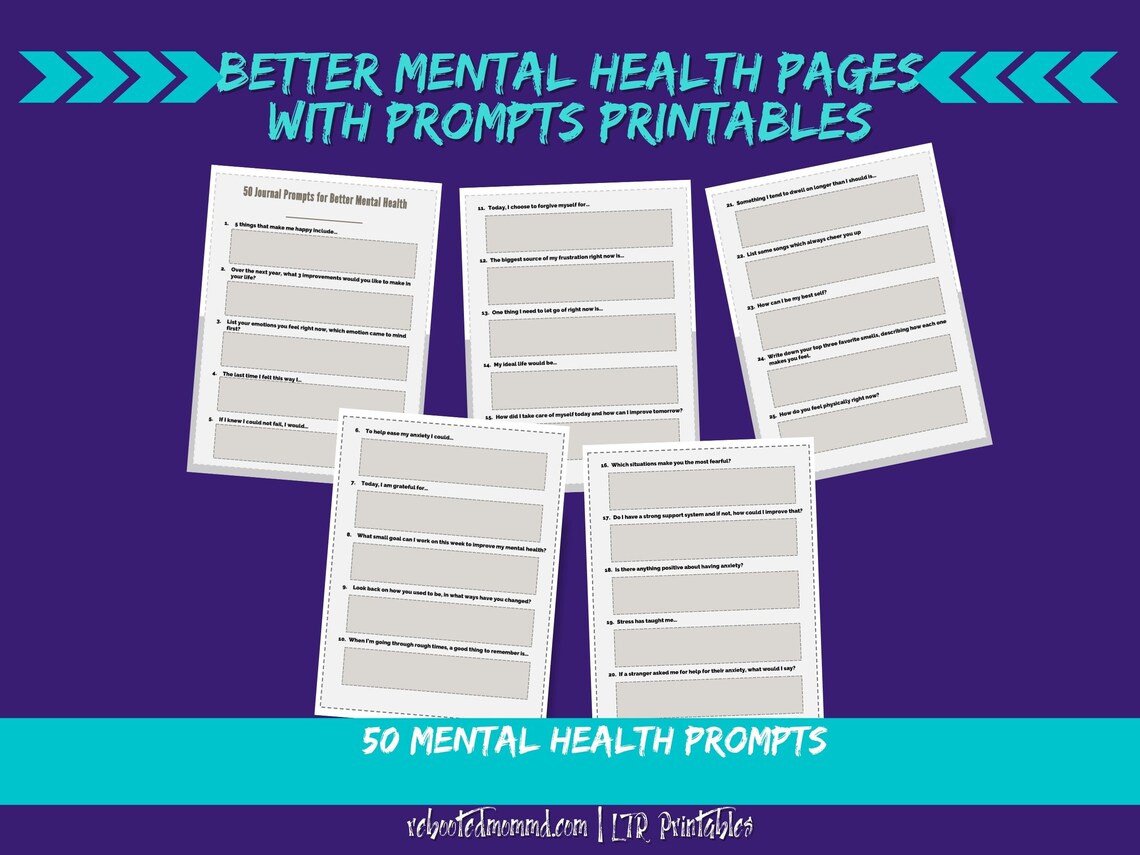 Better Mental Health Worksheets With Prompts mental Health Printables ...