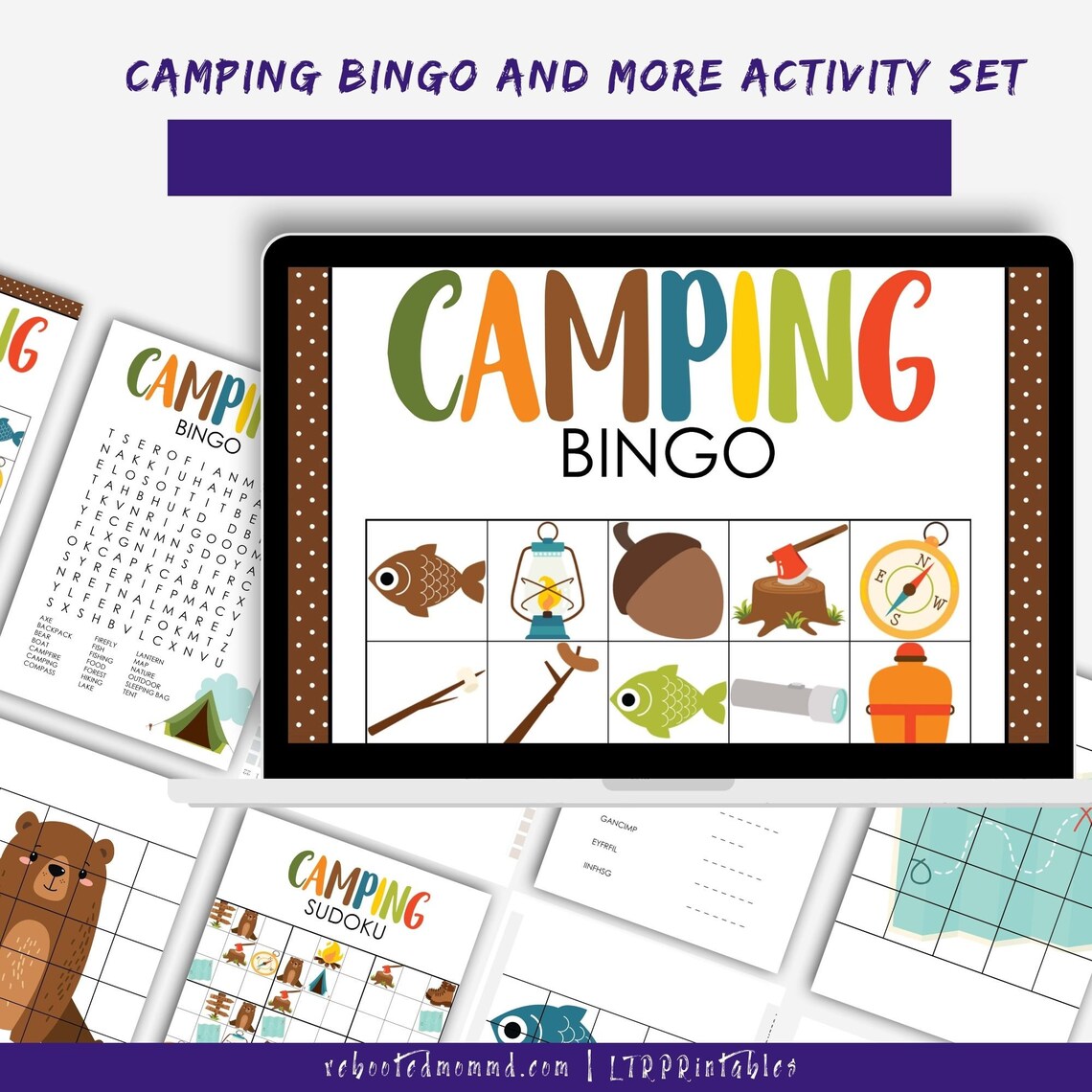 Camping Bingo and More Activity Set | Fun Family Games for Camping ...