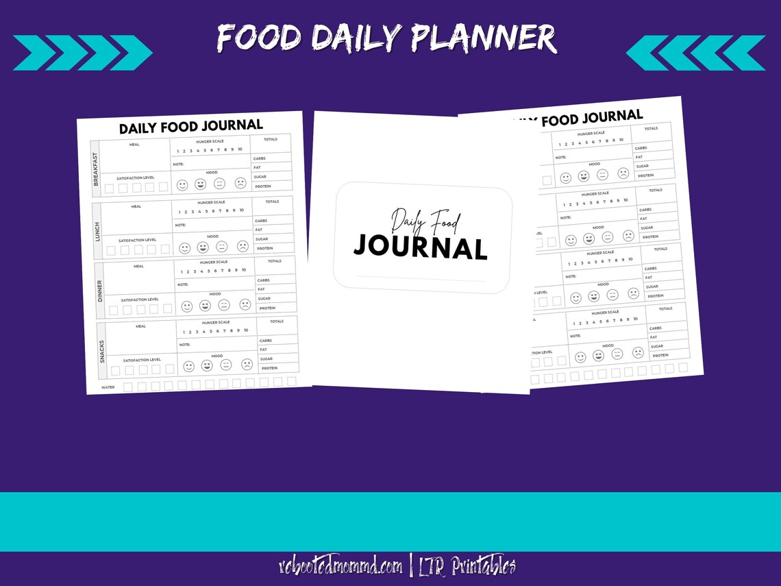 Daily Food Journal Page Printables Food Journal Meal Planner Daily Meal ...