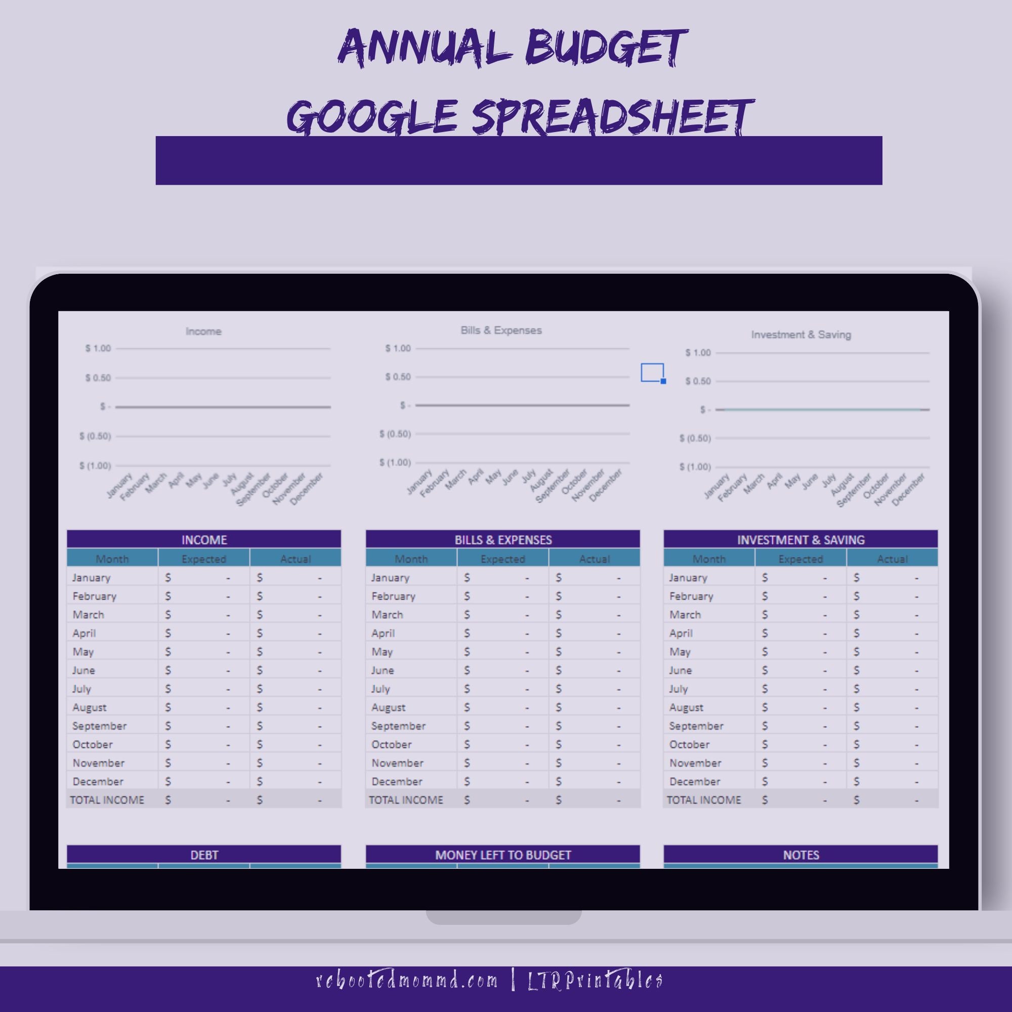 The Annual Budget Spreadsheet Money Printables Money Management ...