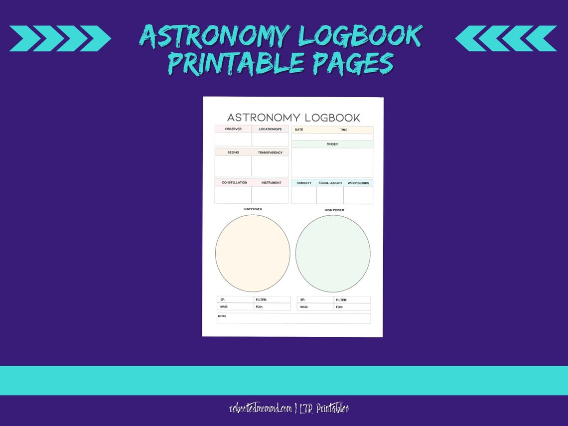 Astronomy Logbook Printable Pages | Telescope Diary (instant Download ...