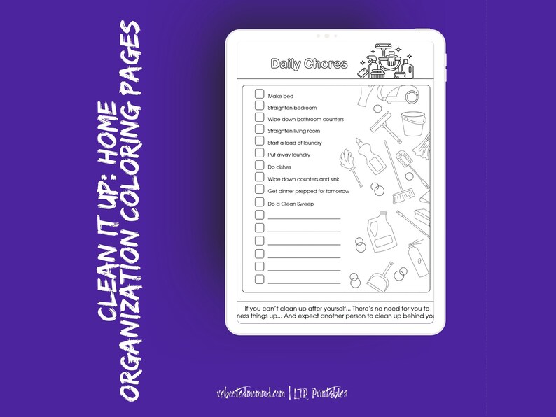 Cleaning Coloring Page Printables Cleaning Checklists - Etsy