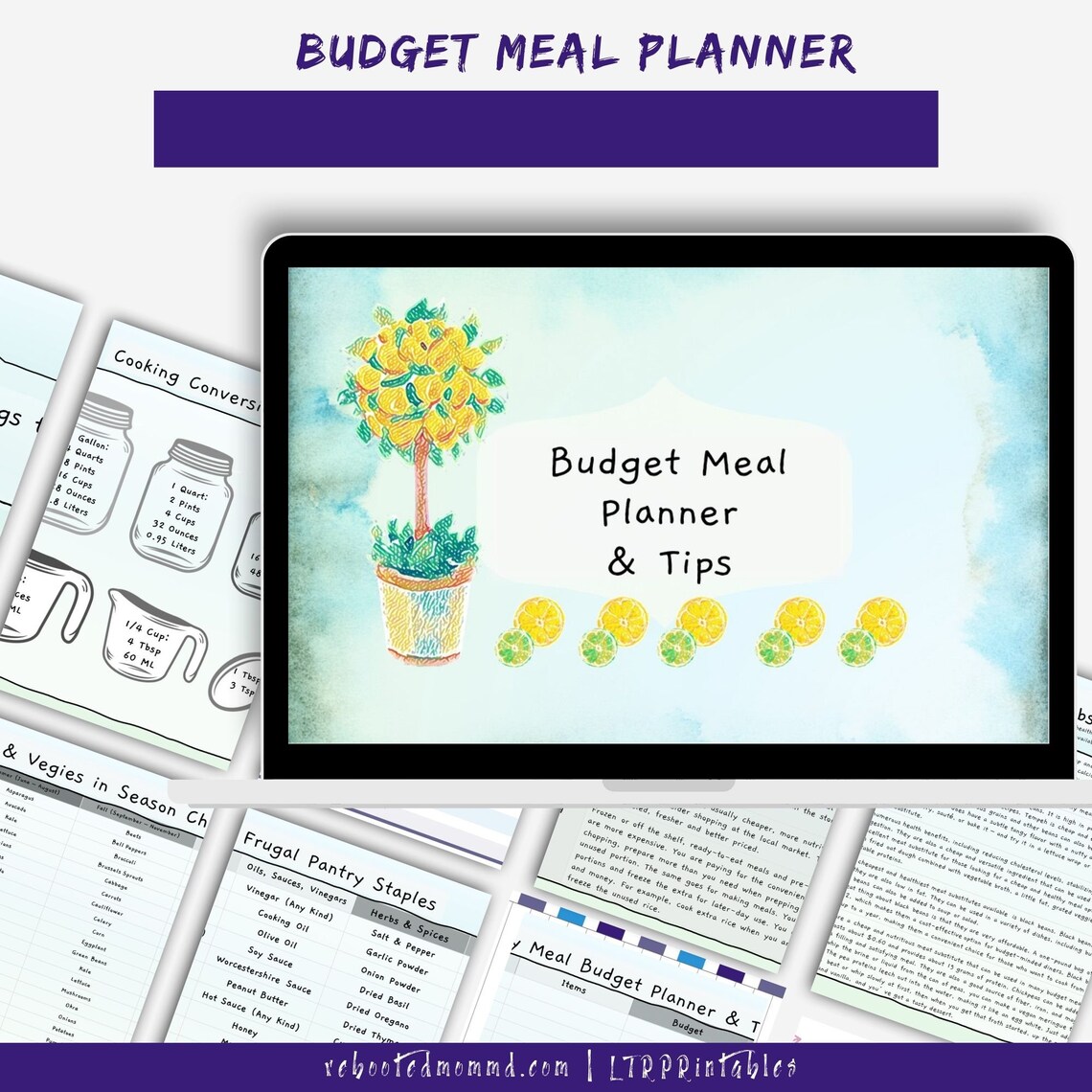 Budget Meal Plan Printables Grocery List Meal Planner - Etsy